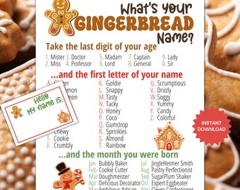 What's Your Gingerbread Name Game With Nametags & Sign - Etsy