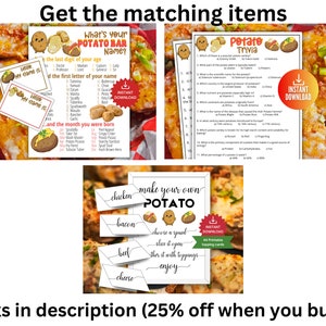 Potato Trivia Game,printable Potato Bar Game for Kids & Adults ...