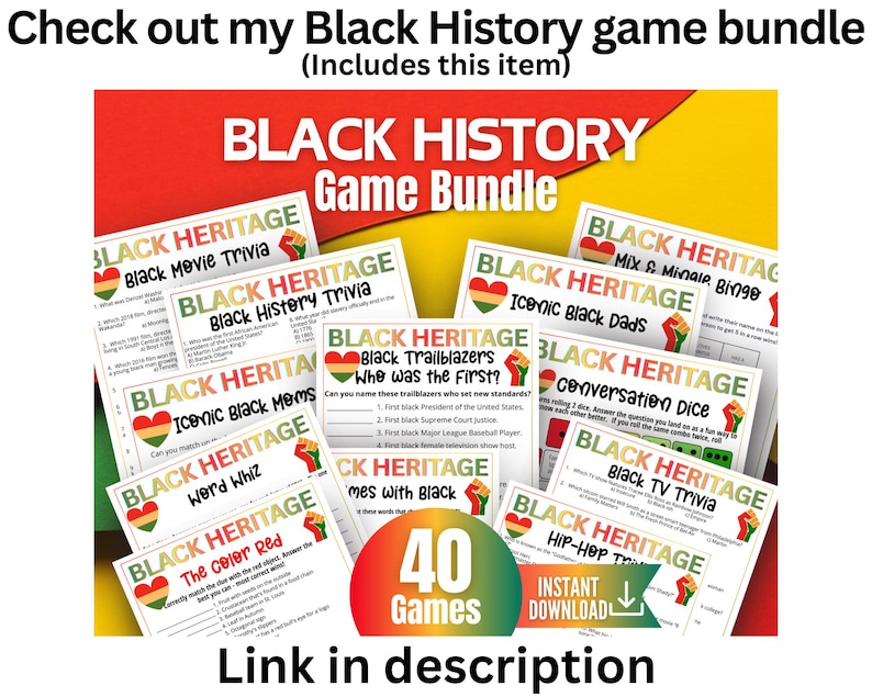 Black History Month Bingo Game, Black Culture Party, African Heritage ...