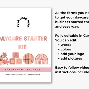 Daycare Starter Kit, Daycare Forms, Daycare Contract, Childcare Forms ...