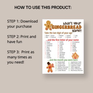 What's Your Gingerbread Name Game WITH NAMETAGS SIGN, Gingerbread Party ...