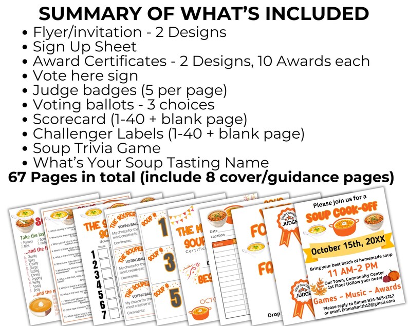 Editable Soup Cook-off Kit Templates, Soup Cook-off Competition,contest ...