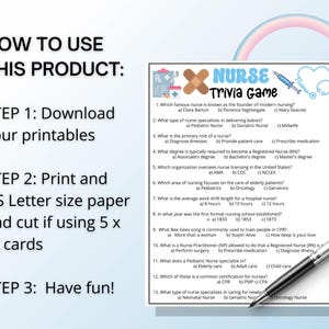 Nurse Trivia Game, Printable Nurse Appreciation Game, Medical Hospital ...