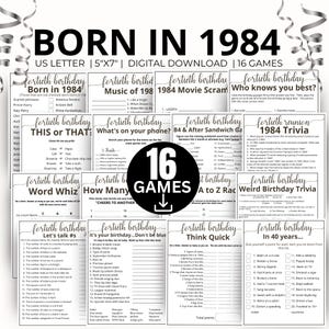 40th Birthday Party Games, Born in 1984 Game, 1984 Birthday Games, 40th ...