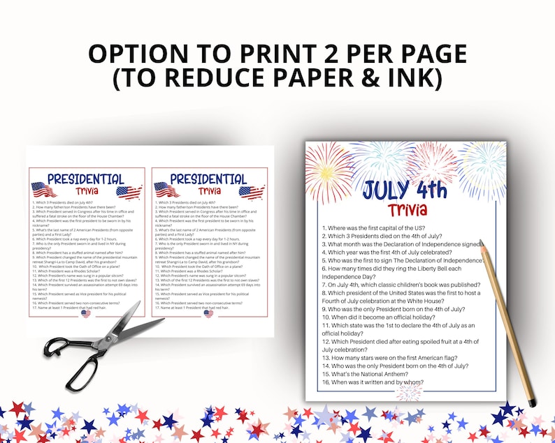 July 4th Game Bundle, Mega Independence Day Trivia, Presidents Bingo ...