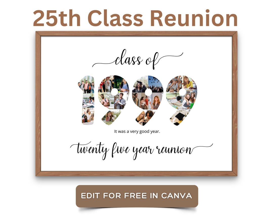EDITABLE Custom 25th Class Reunion Sign, 25th Reunion Photo Collage ...