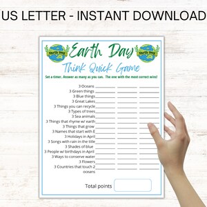 Earth Day Think Quick Game, Earth Day Activity, Classroom Activity ...