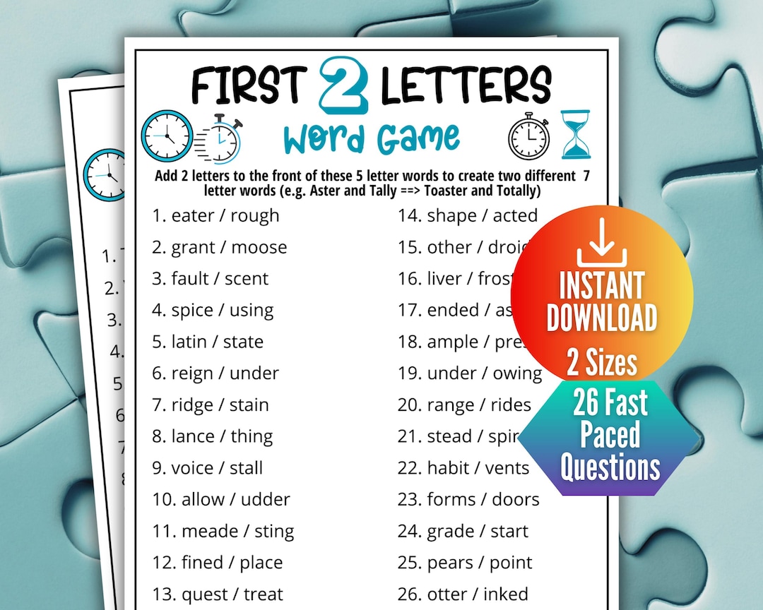 Pop Culture Trivia Game,first 2 Letters Word Quiz,printable Game for ...