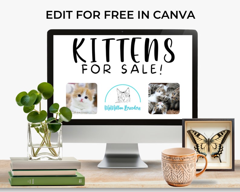 Editable Kitten Marketing Flyer, Cat Adoption Kitty Tear off Flyer ...