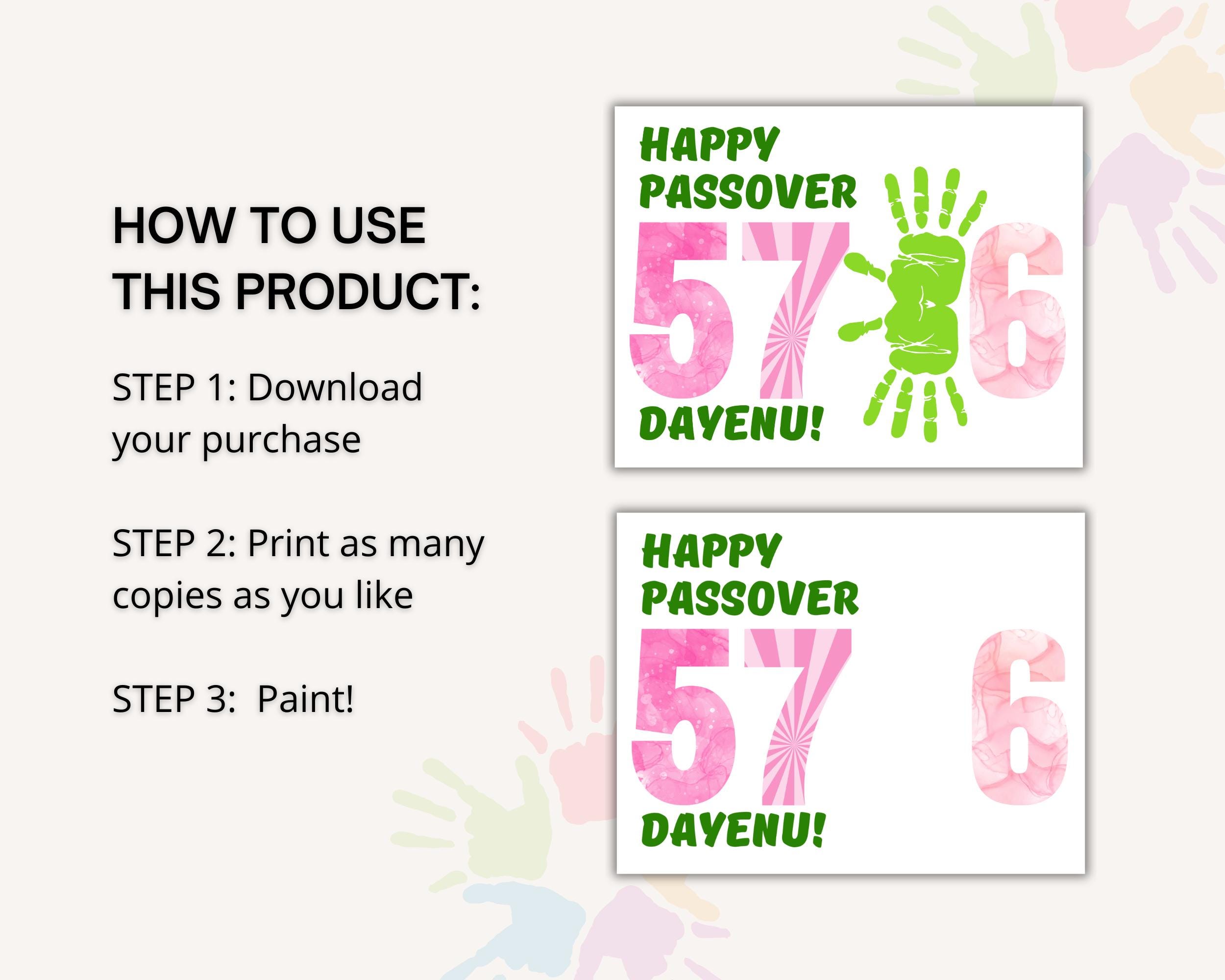 Passover Handprint Art, Happy Passover Dayenu, Hebrew Activity for Kids ...