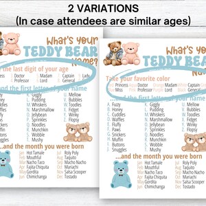 What's Your Teddy Bear Name Game WITH NAMETAGS + SIGN, Game, Teddy Bear ...