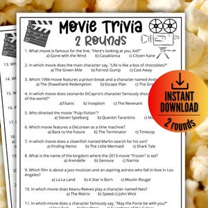 Movie Trivia Game, Silver Screen Quiz Party, Movie Quotes Trivia ...