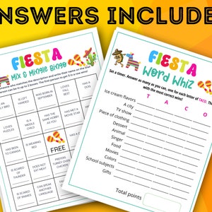 Fiesta Trivia Game Bundle, 10 Mexican Taco Fiesta Games, Quinceañera ...