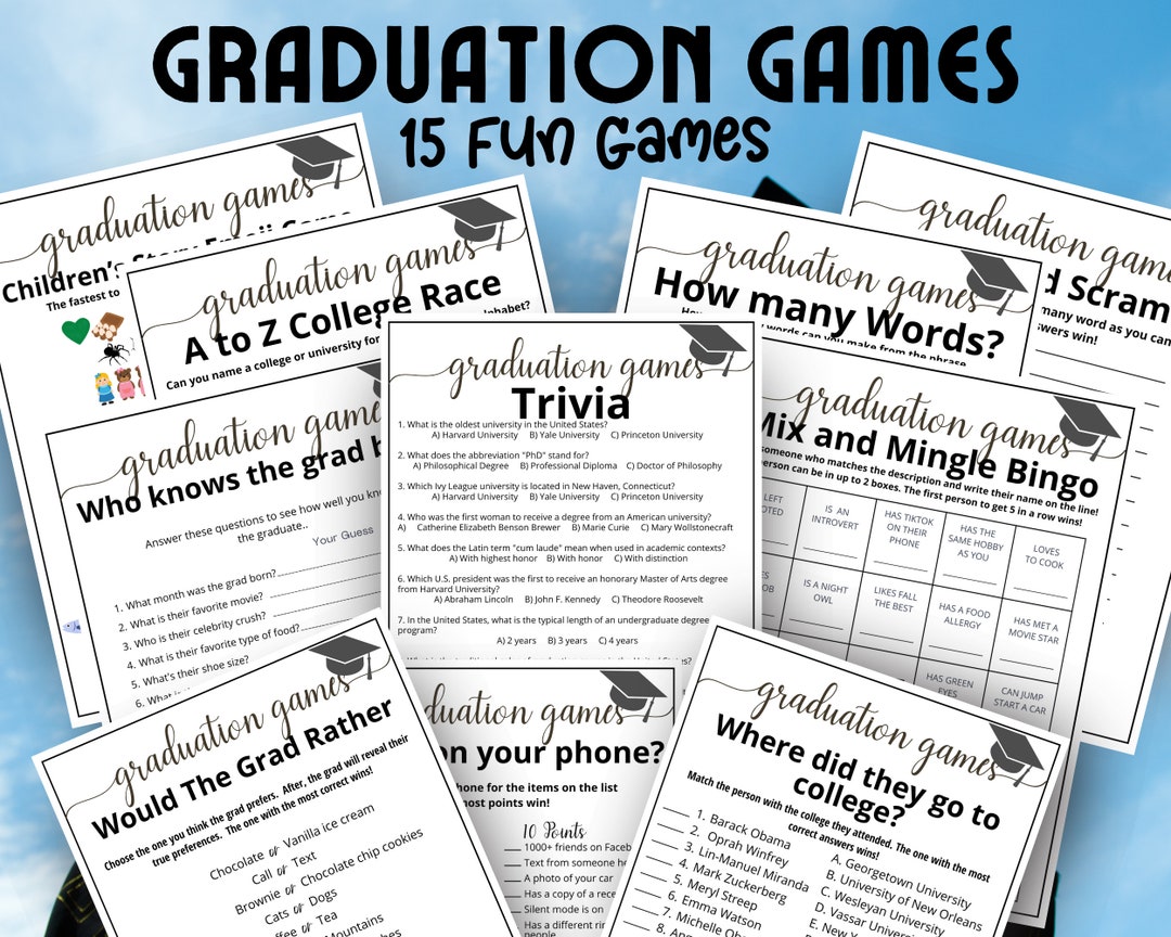 2025 Graduation Party Games, Graduation Games, Grad Party Games ...