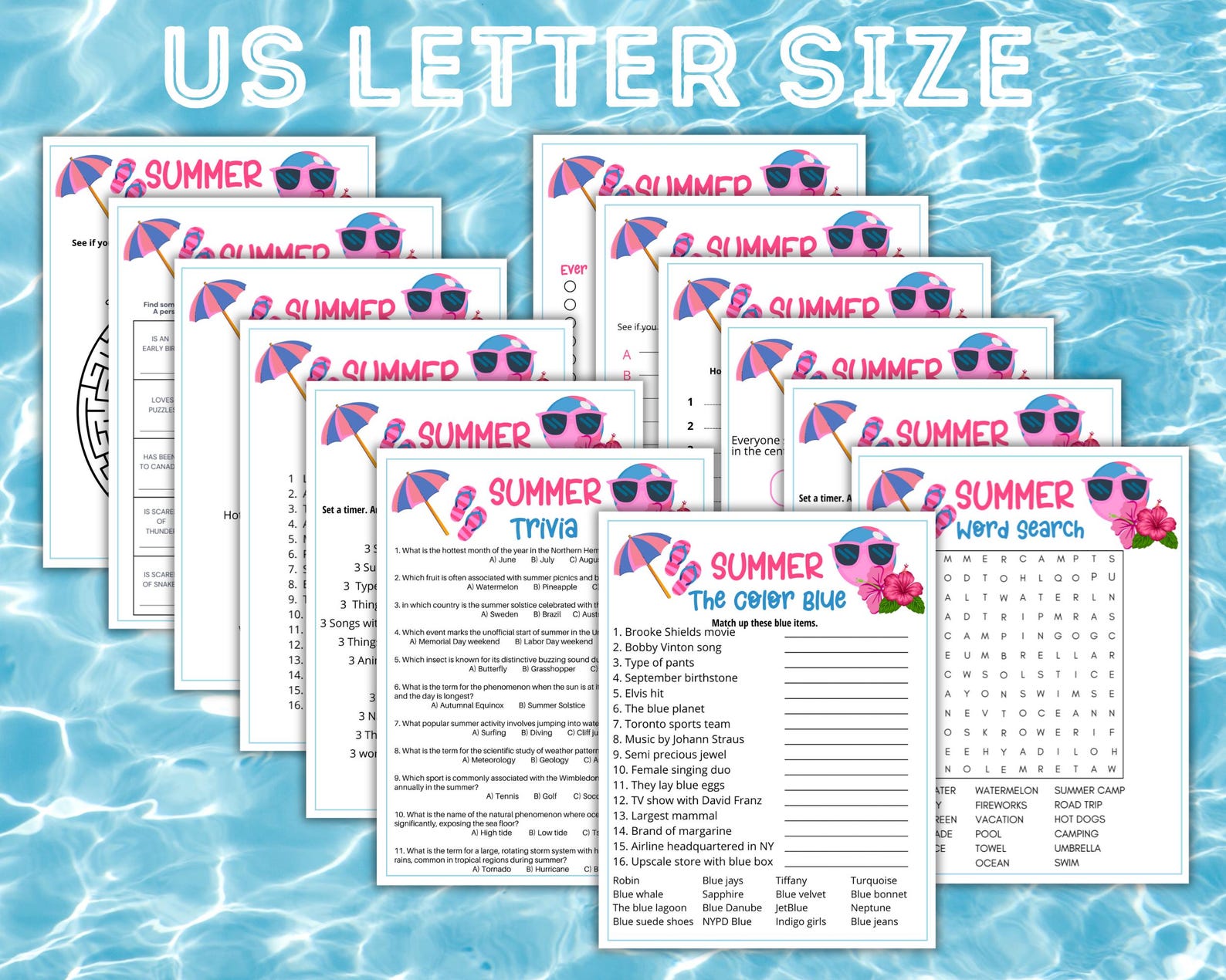 Summer Trivia Game Bundle, Printable Summer Game for Kids & Adults ...