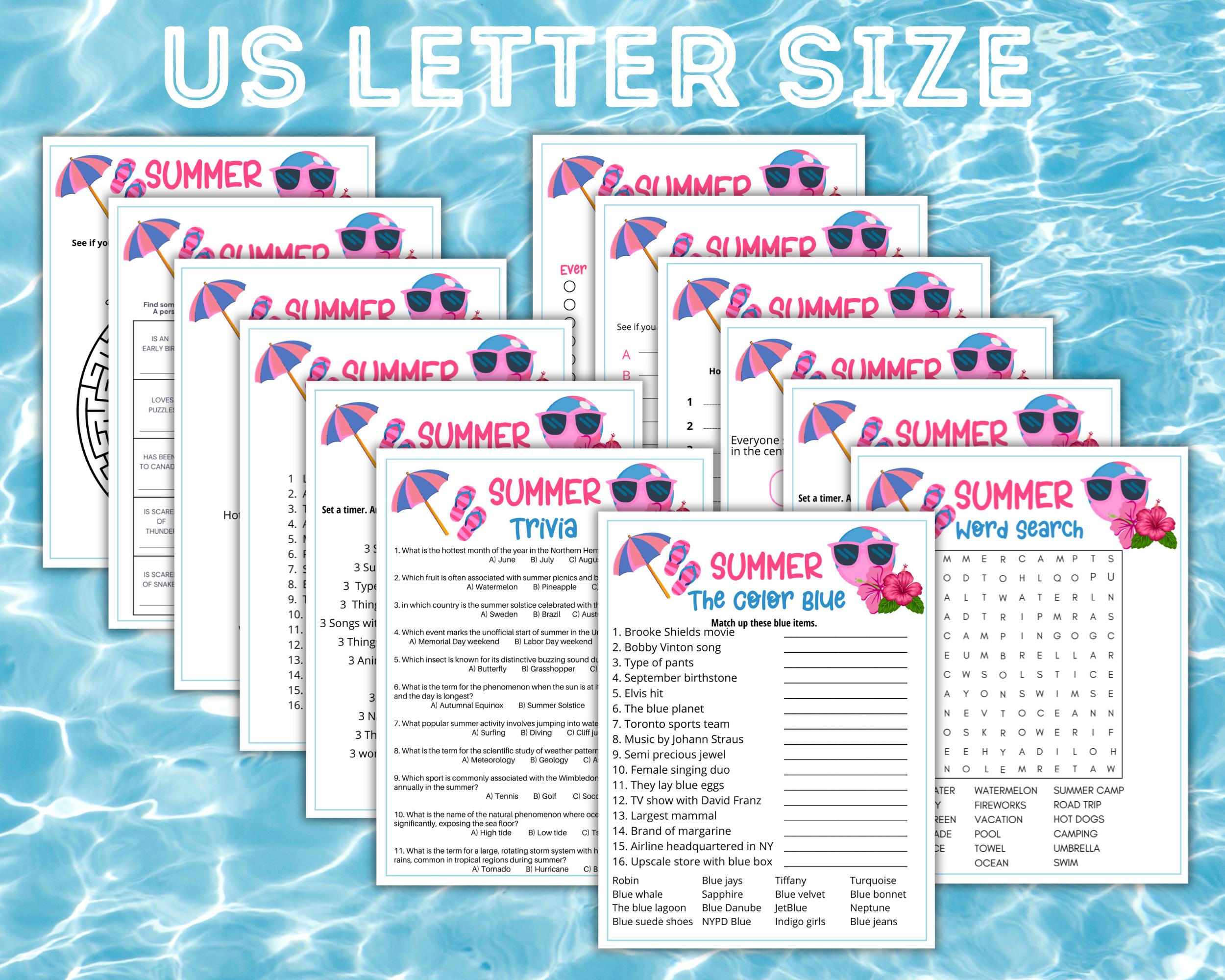 Summer Trivia Game Bundle, Printable Summer Game for Kids & Adults ...