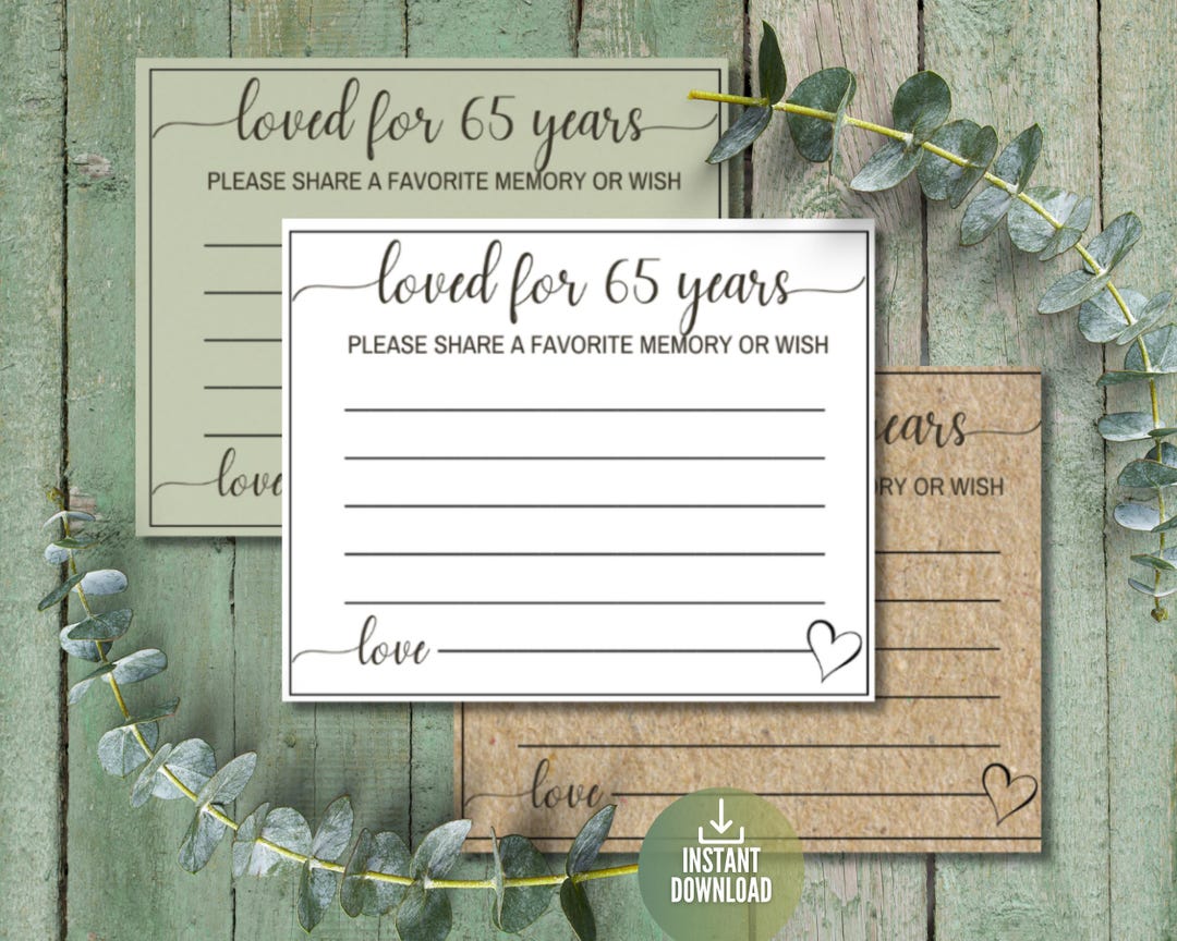 Loved for 65 Years, 65th Birthday Party Wishes, Share a Favorite Memory ...