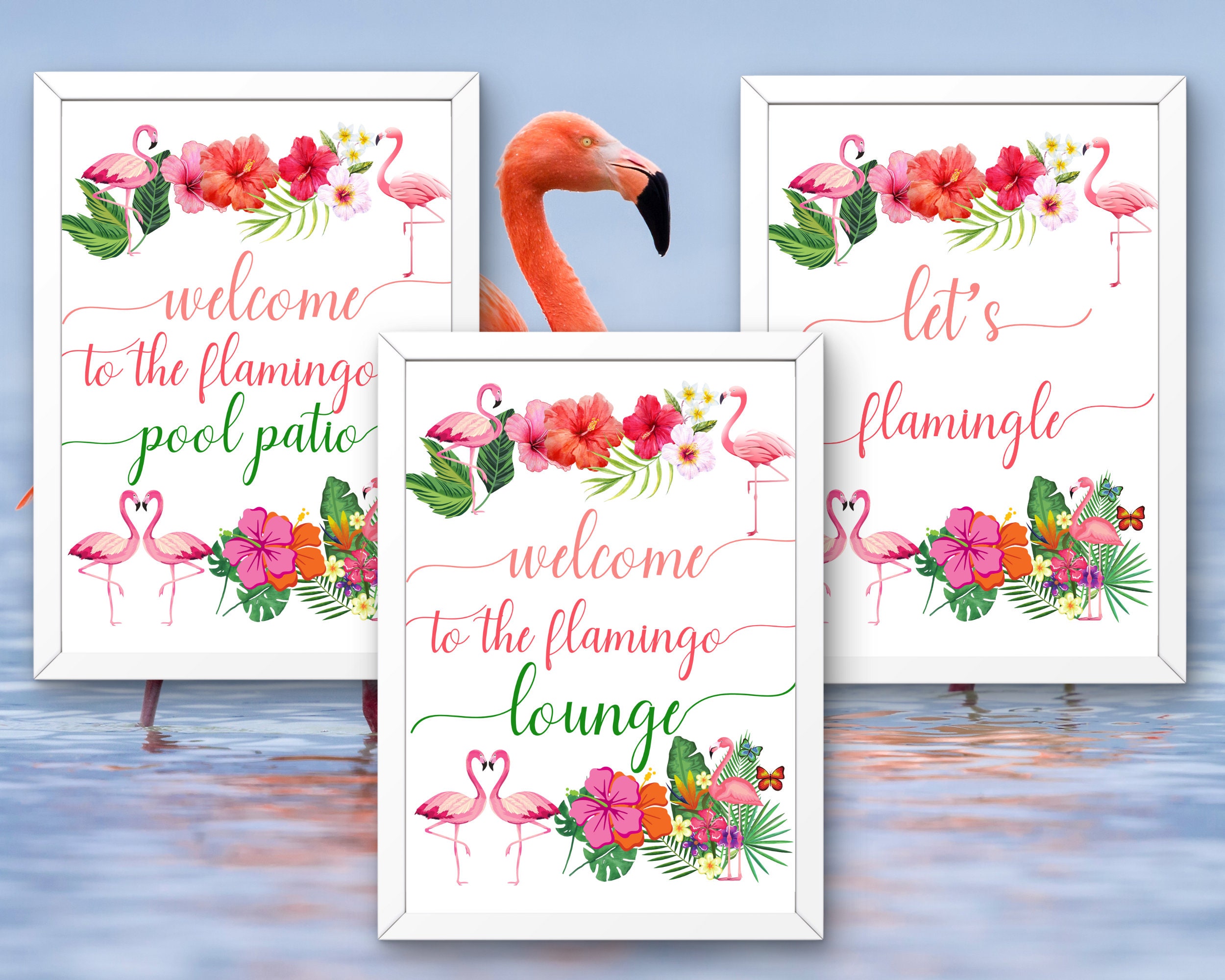 Flamingo Signs, Kids Tropical Birthday Party, Flamingo Baby Shower ...