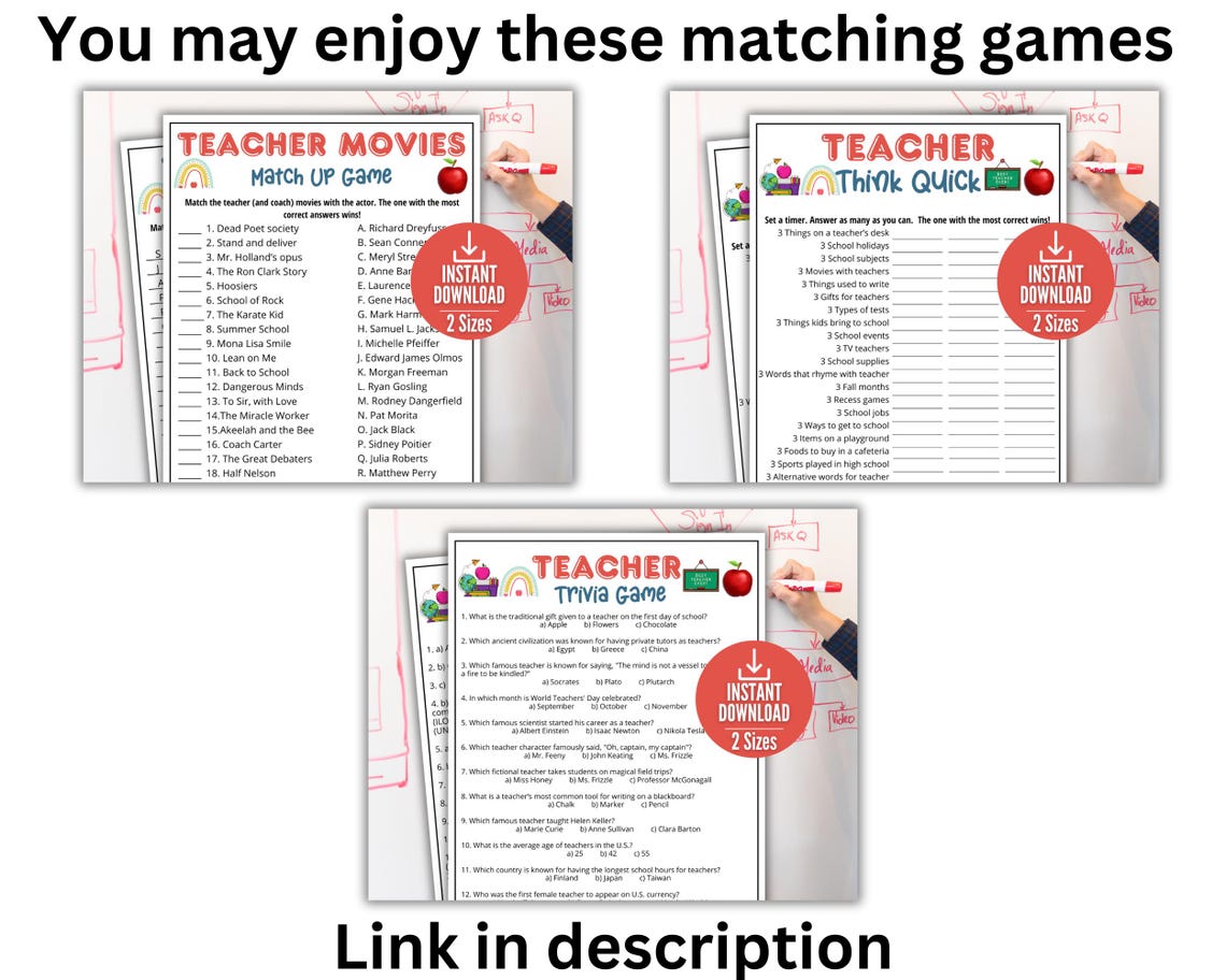 Teacher Trivia Game, Teacher Party Game, Back to School Trivia Game ...