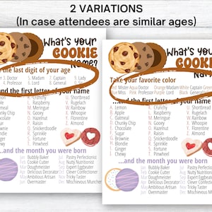 What's Your Cookie Name Game WITH NAMETAGS + SIGN, Cookie Birthday ...