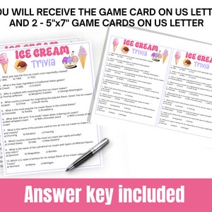 Ice Cream Trivia Game,printable Ice Cream Party Game for Kids & Adults ...