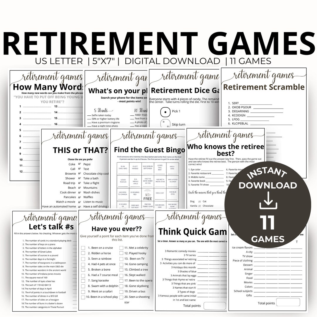 Retirement Party Games, Retiring Game Bundle, Office Party Games, Well ...