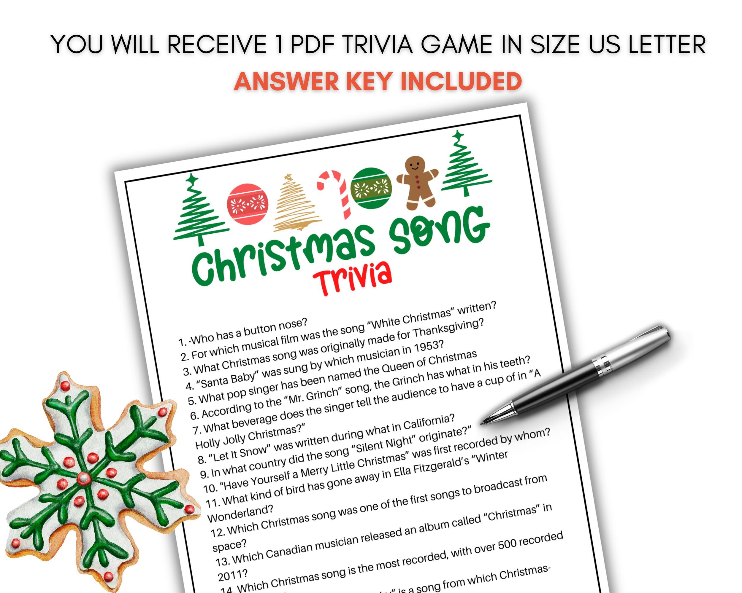 Christmas Song Trivia Game, Christmas Carol Quote Game, Christmas ...