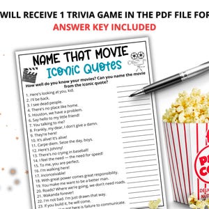 Famous Movie Quotes Trivia Game, Name That Movie, Silver Screen Quiz ...