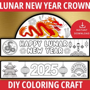 Lunar New Year Coloring Craft Hat, DIY Chinese New Year Craft Crown ...