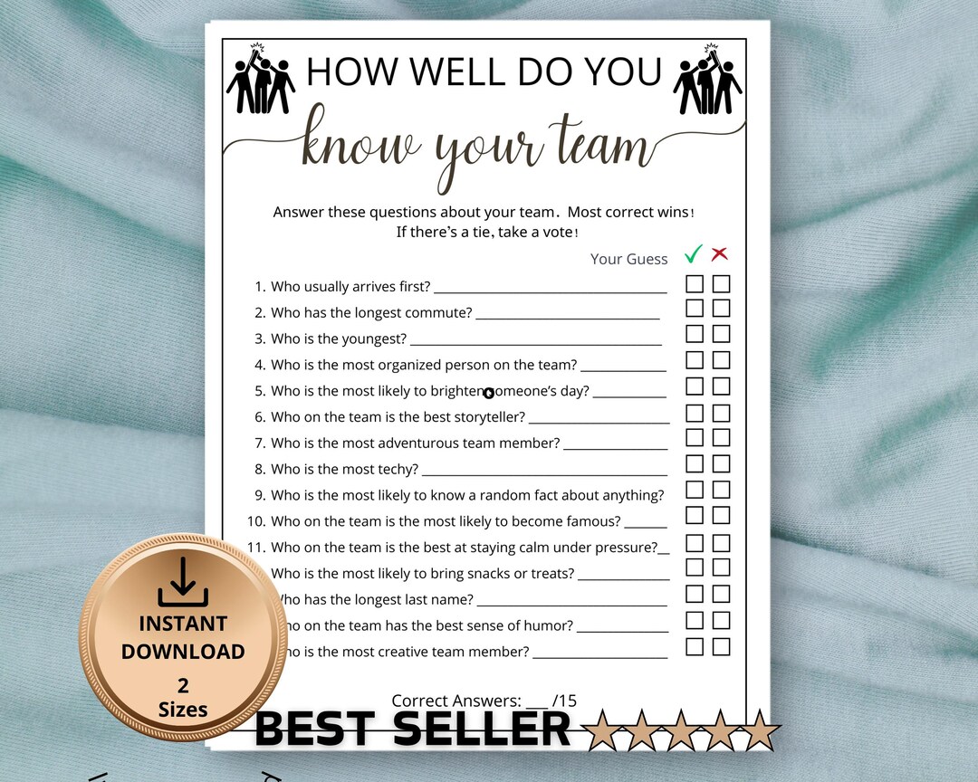 Team Building Games, How Well Do You Know Your Team, Coworker Activity ...