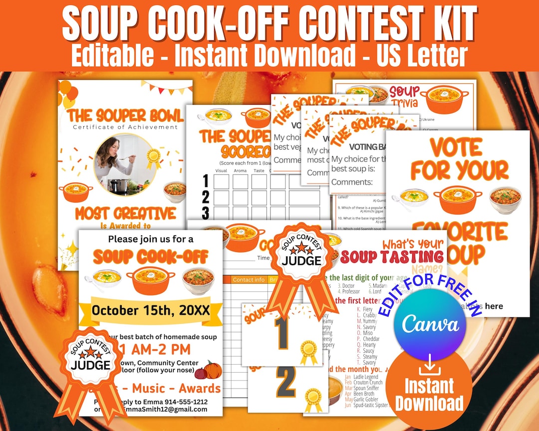 Editable Soup Cook-off Kit Templates, Soup Cook-off Competition,contest ...