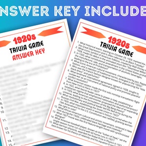 1920s Decade Trivia Game, Trivia Questions, 20s Trivia Quiz, 1960s ...