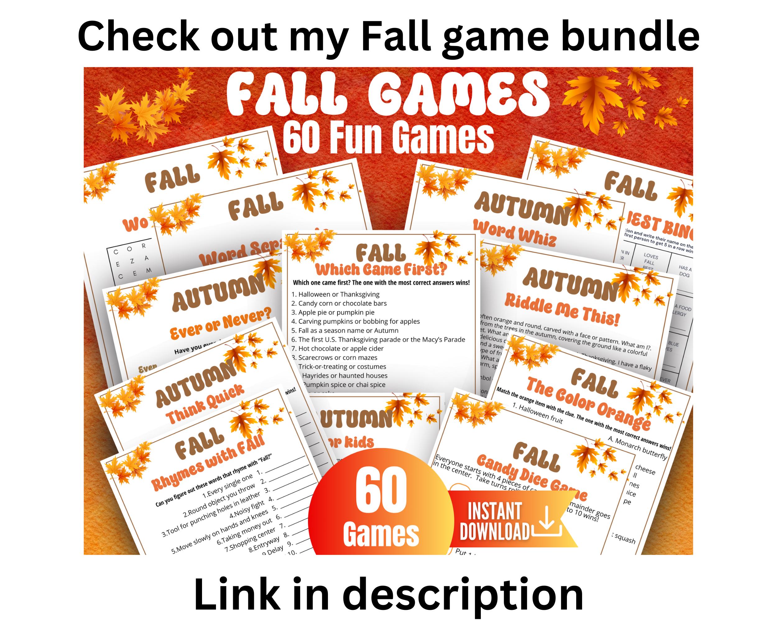 Fall 5 Second Game,autumn Activity for Kids and Adults,fall Party ...