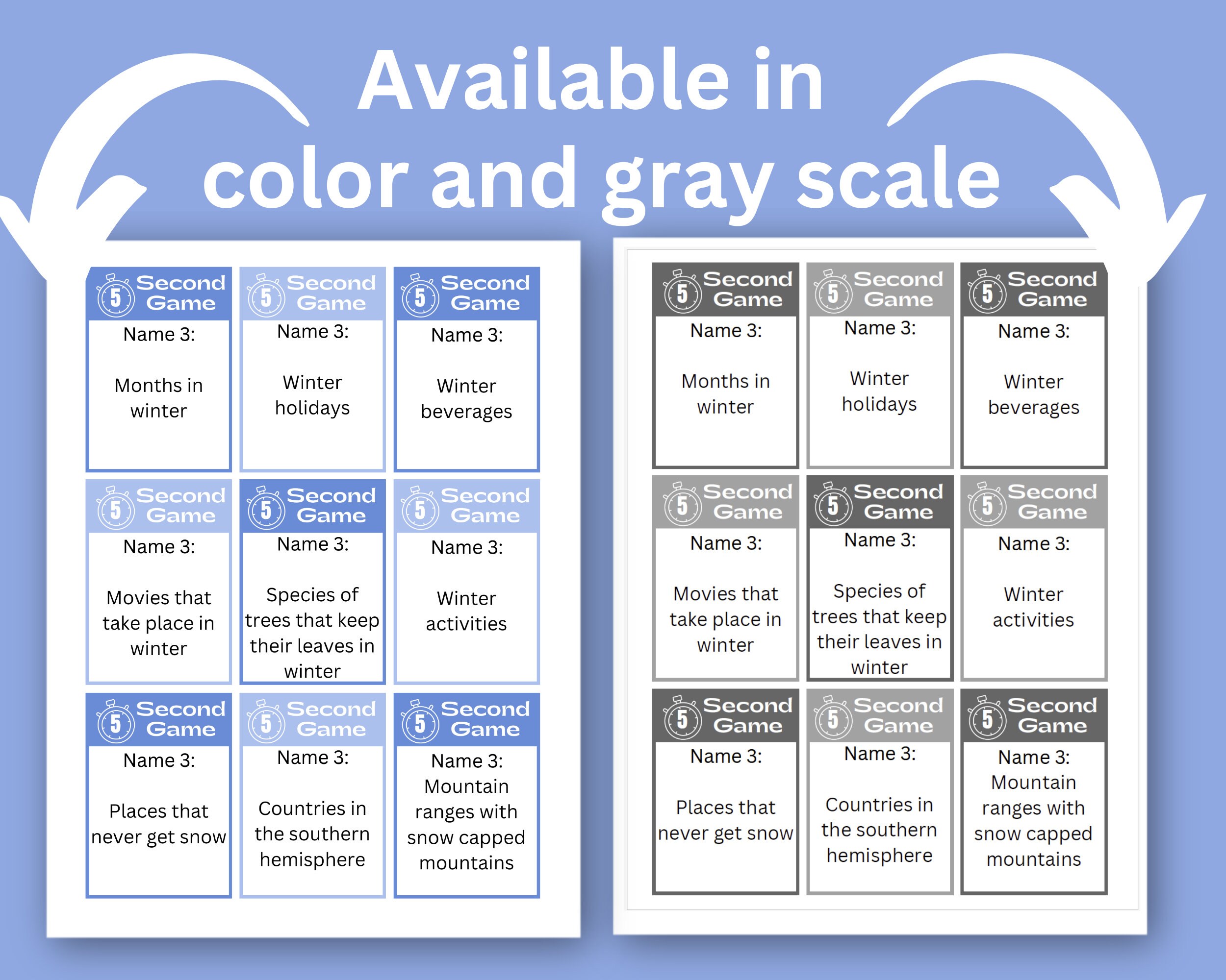 Winter 5 Second Game, Snow Day Activity for Kids and Adults, Winter ...