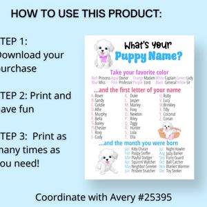 What's Your Puppy Name Game WITH NAMETAGS + SIGN, Puppy Party Game, Dog ...