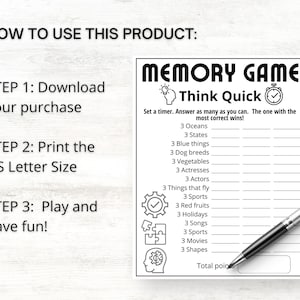 Think Quick Memory Care Game, Elderly Game,dementia Games,icebreaker ...