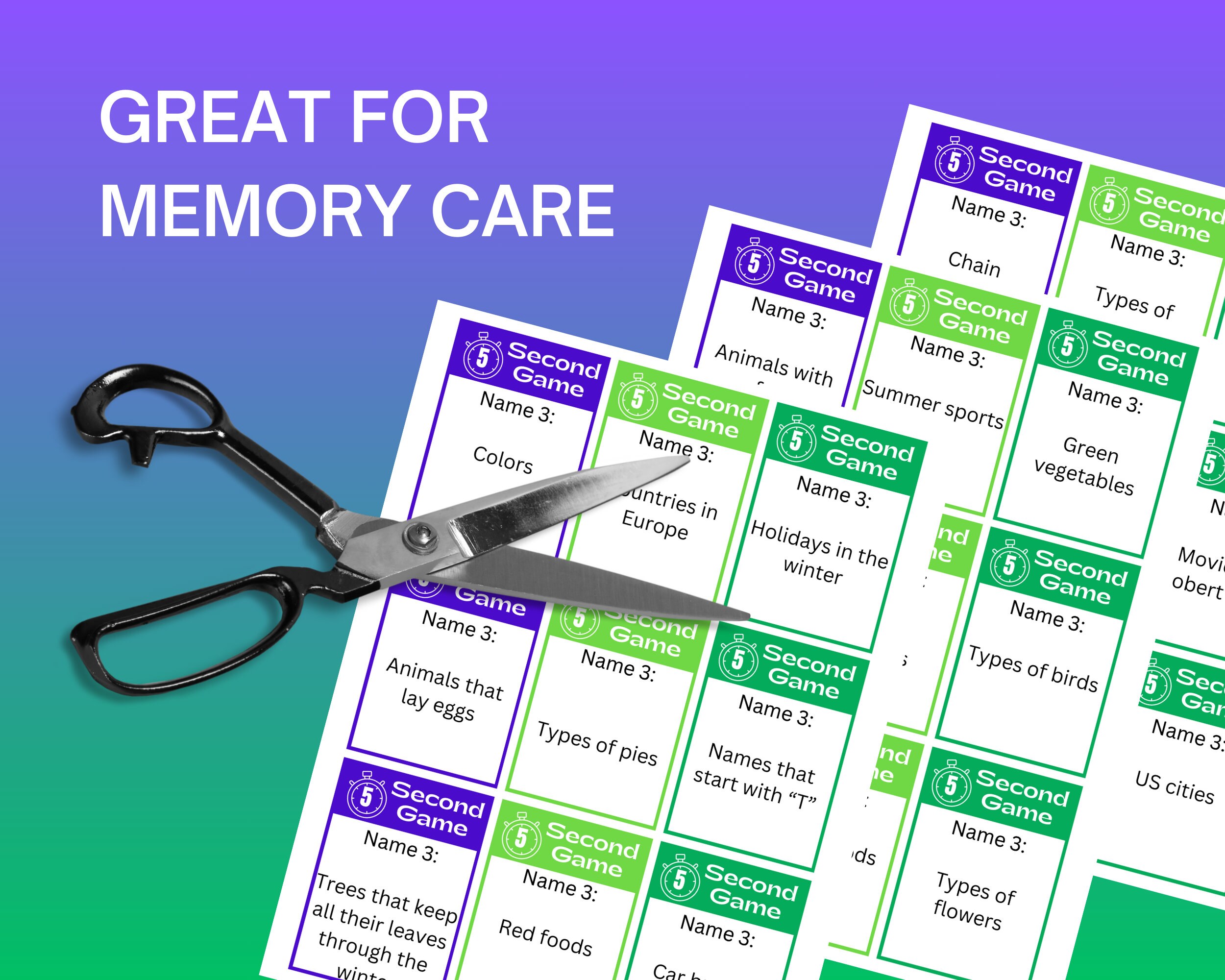 Senior 5 Second Game, Dementia Activity for Seniors, Memory Games for ...