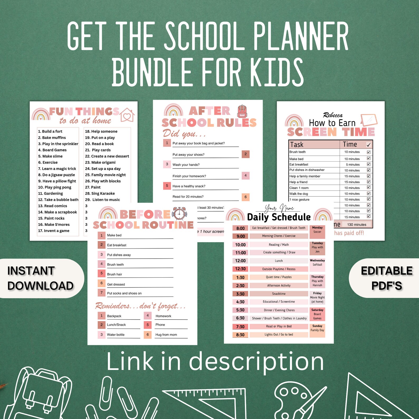 Editable Screen Time Checklist, Screen Time Schedule, Screen Time ...