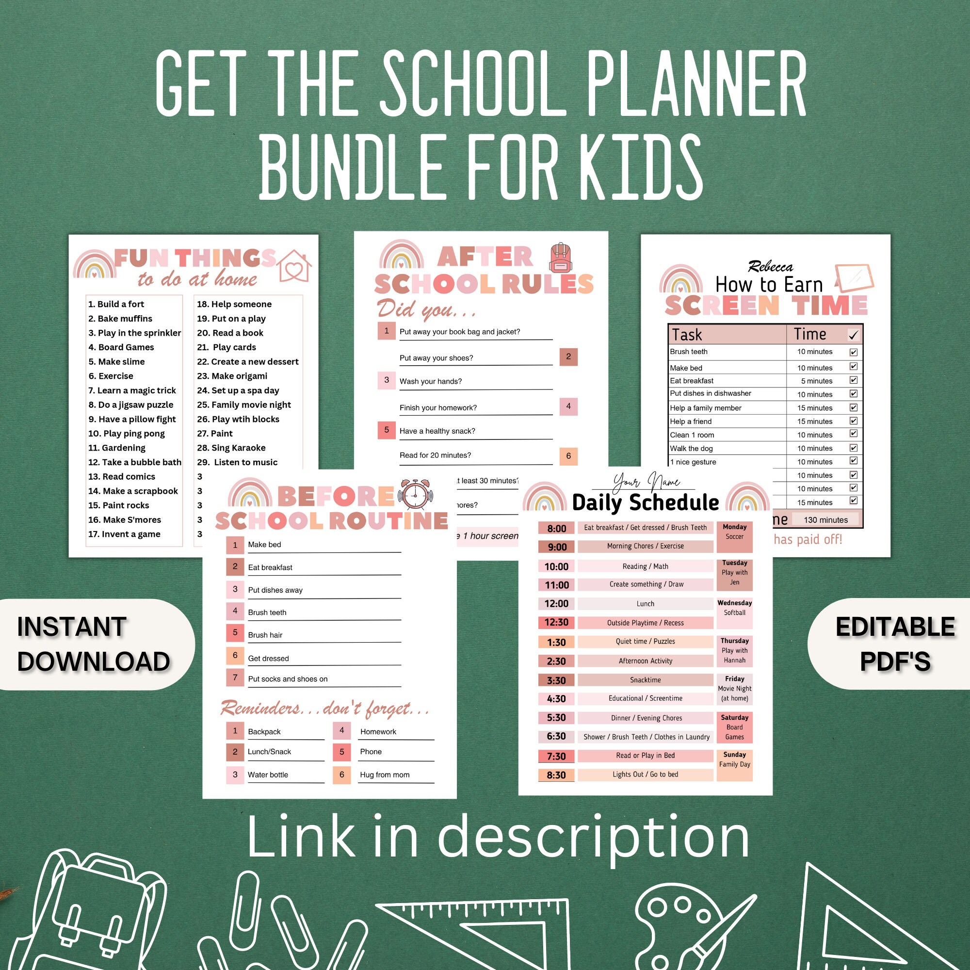 Editable Screen Time Checklist, Screen Time Schedule, Screen Time ...