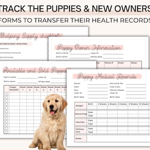 Dog Whelping Records Editable, Dog Breeder Forms, Puppy Whelping Chart ...