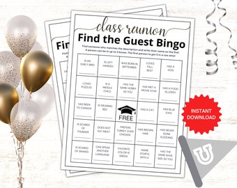 Class Reunion Bingo Game Printable, School Reunion Icebreaker Game ...