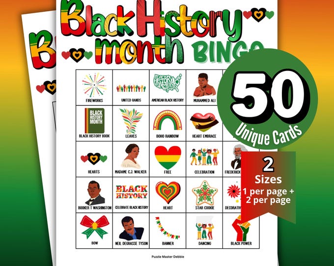 Black History Month Bingo Game, Black Culture Party, African Heritage ...