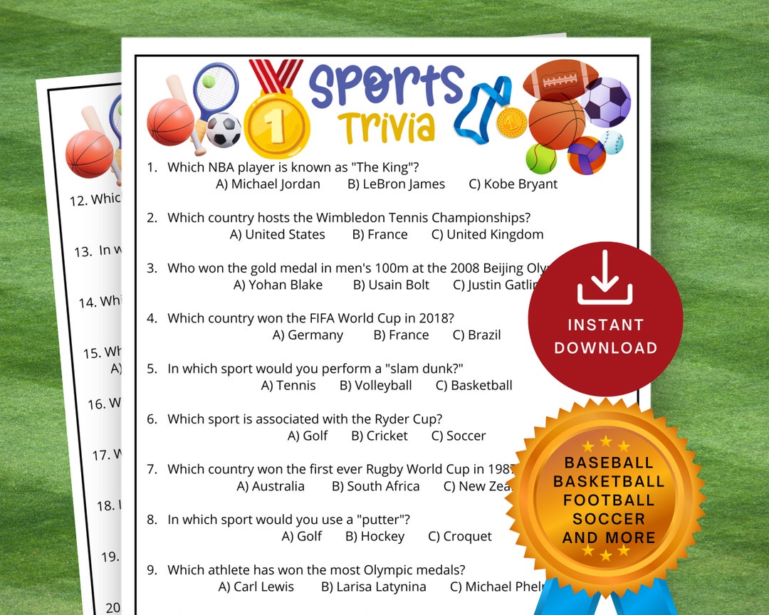 Sports Trivia Game, Baseball, Basketball, Football, Soccer, & Golf ...