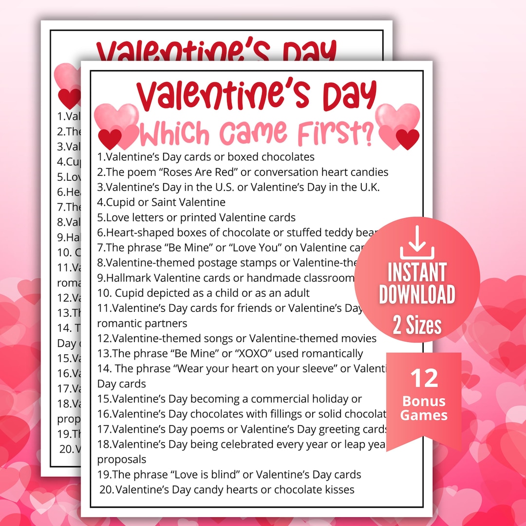 Valentine's Day Which Came First Trivia Game,galentine's Day Quiz ...