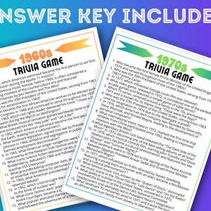 Decades Trivia Game Bundle, Trivia Questions 20s, 30s, 40s, 50s, 60s ...
