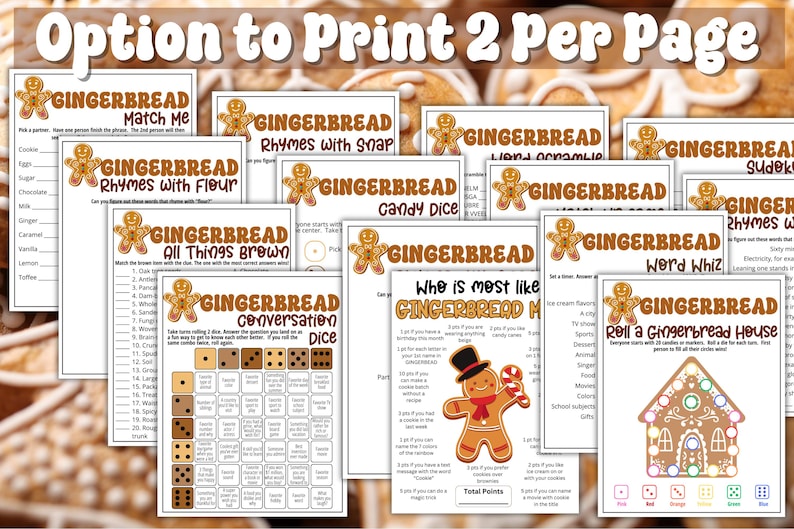 Gingerbread Game Bundle,27 Games,christmas Games,friendsmas Printable ...