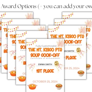 Editable Soup Cook-off Awards,fall Office Competition,winter Soup ...