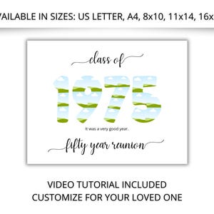 EDITABLE Custom 50th Class Reunion Sign, 50th Reunion Photo Collage ...