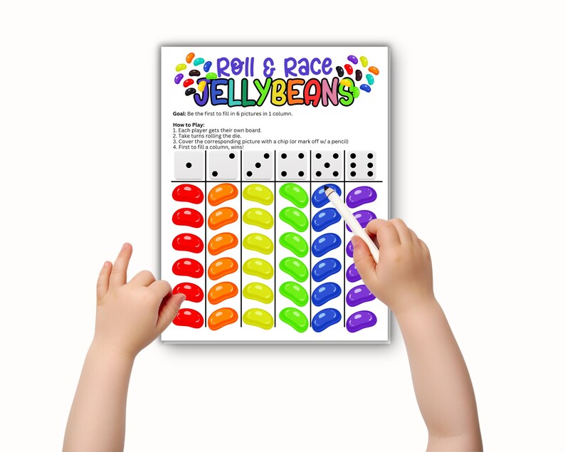 Jellybean Roll and Race Game,easter Party Game, Jelly Bean Dice Game ...