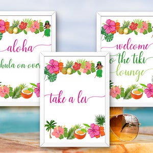 Hawaiian Luau Signs, Kids Tropical Birthday Party, Hawaiian Baby Shower ...